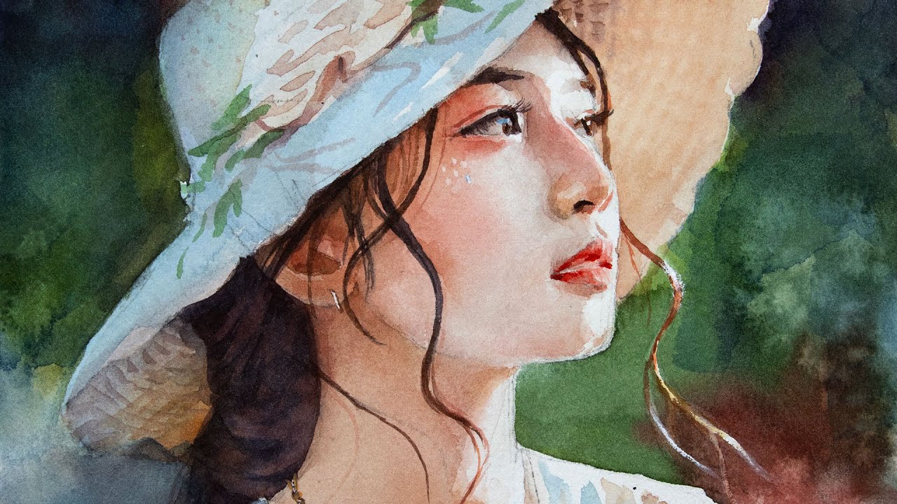 Watercolor Portrait Painting An Asian Girl Youtube