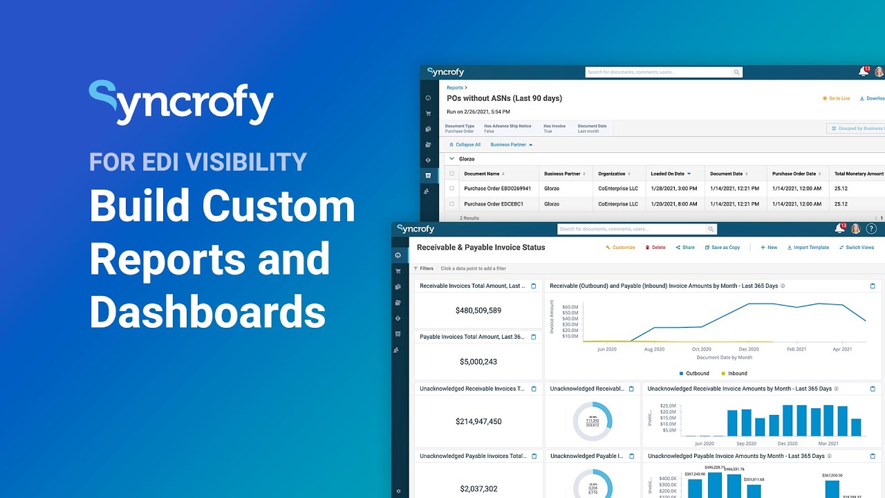 Build Custom Reports And Dashboards Syncrofy For Edi Visibility Youtube