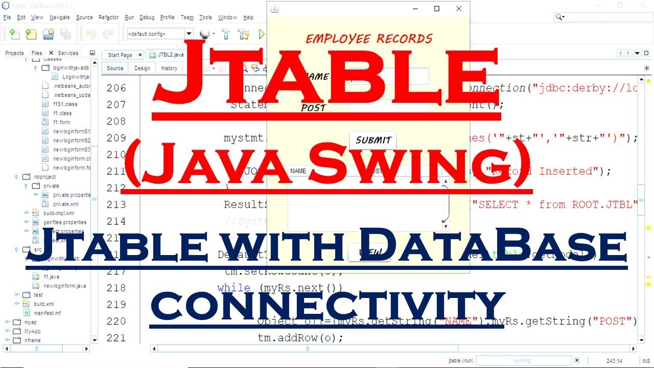 Jtable How To Use Jtable Jtable With Database Connectivity Java