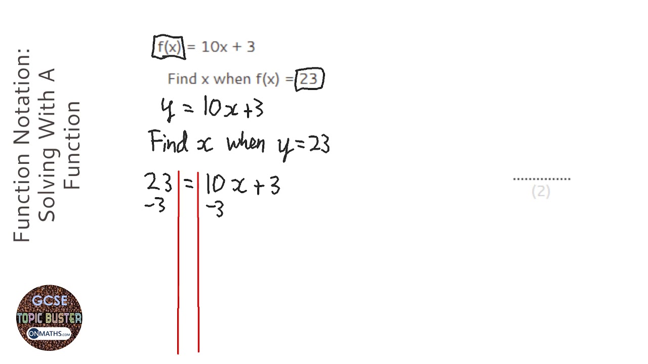 Function Notation Solving With A Function Grade 5 Onmaths Gcse