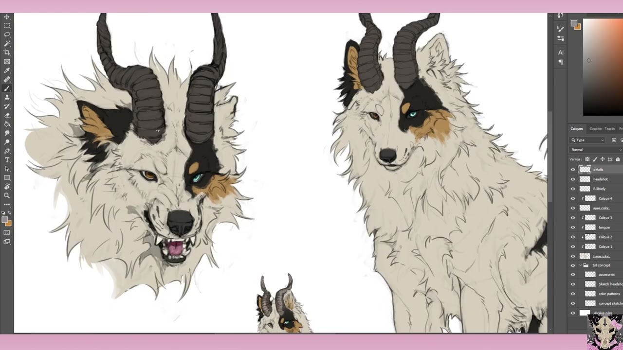 Timelapse Wolf Character Design Sheet Speedpaint Youtube