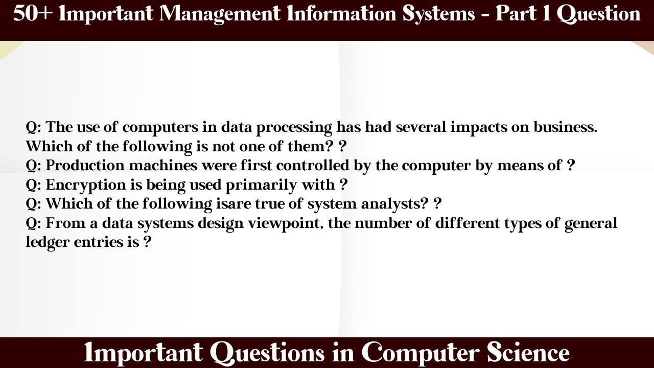 Mcq Questions Management Information Systems Part 1 With Answers