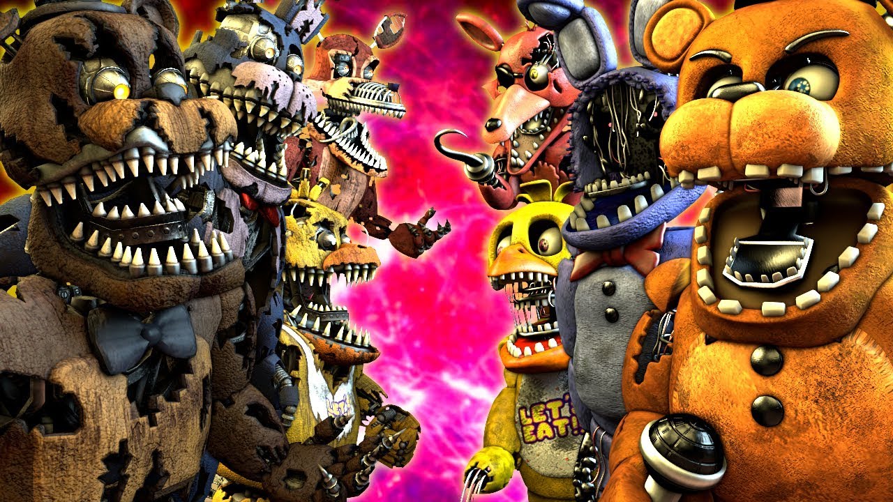 Fnaf Nightmare Vr Vs Withered Animatronics Youtube