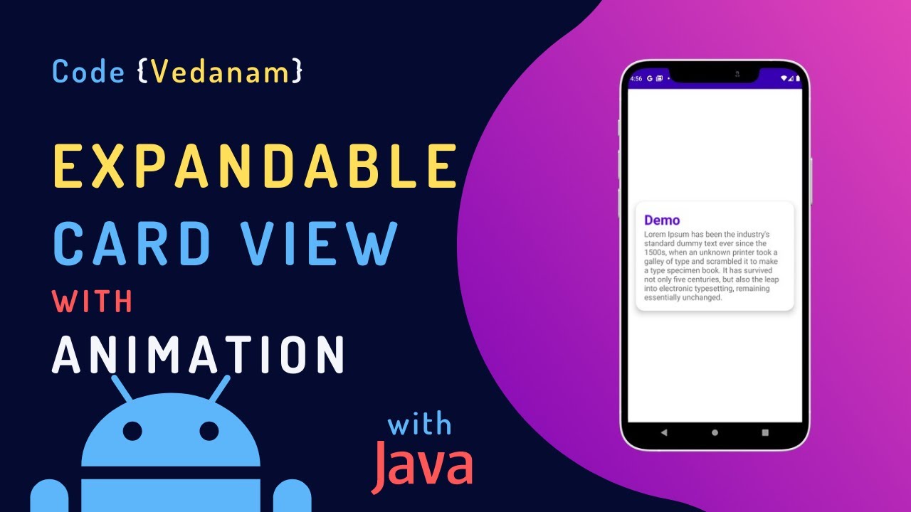 Expandable Card View With Animation In Android Studio Java Cardview