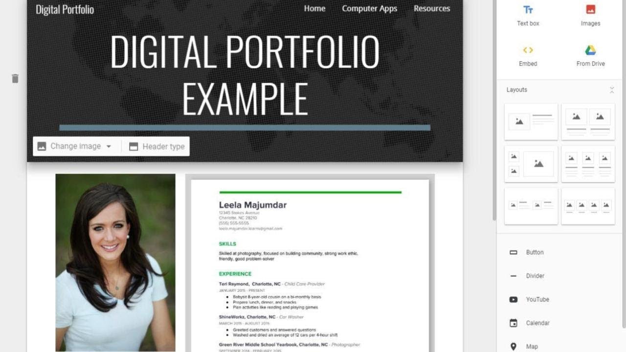 Google Sites Eportfolio Template