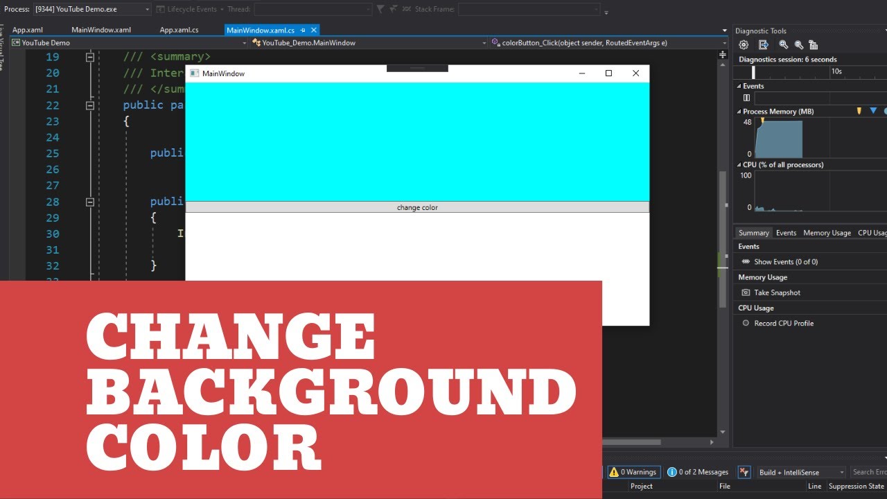 Wpf Change Background Color In Code Behind Youtube