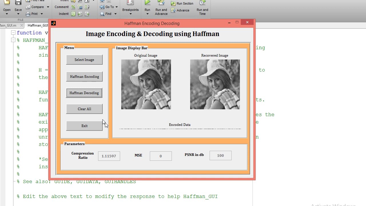 Image Compression Using Huffman Coding Matlab Source Code Youtube