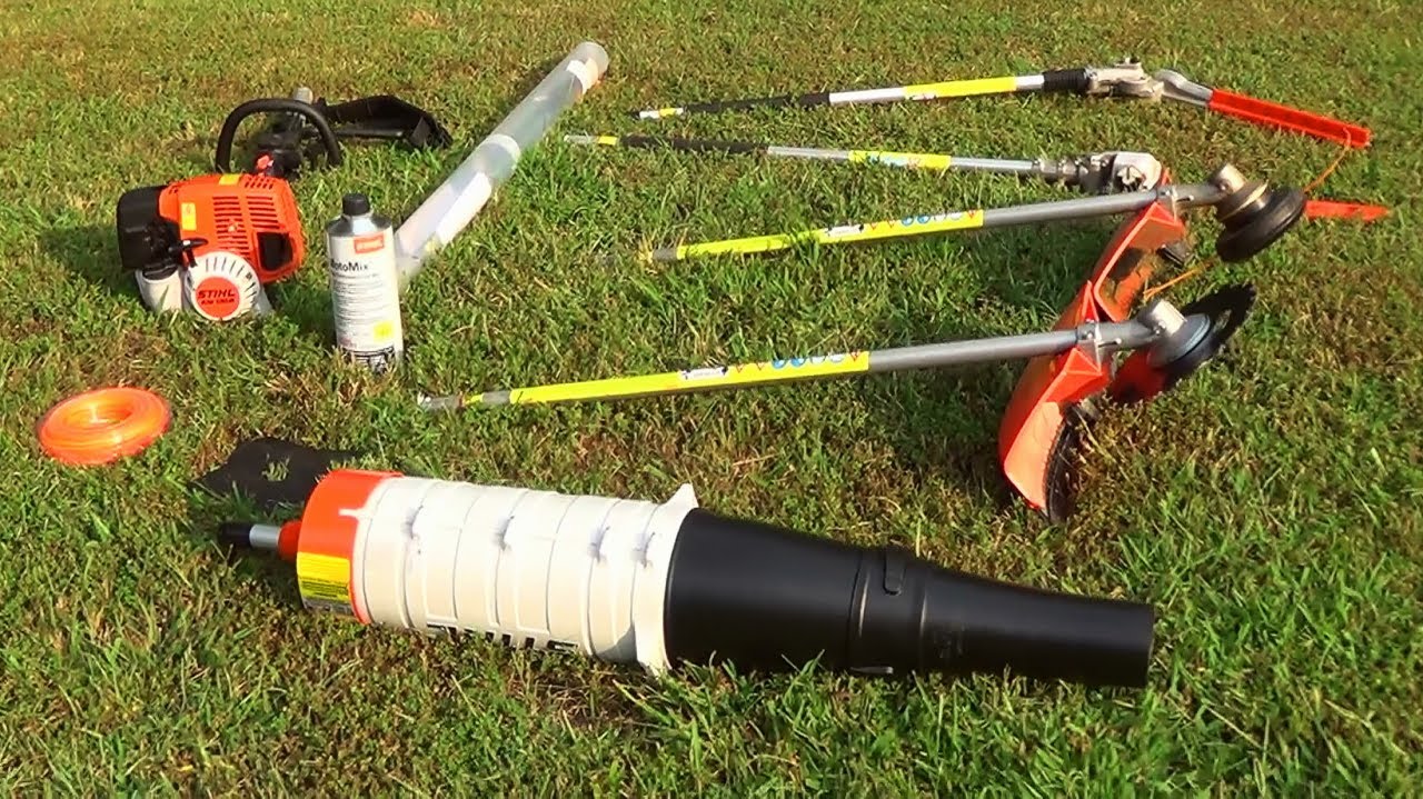 Stihl Km130r Kombi System 4 Mix Gas Trimmer And Attachments Youtube
