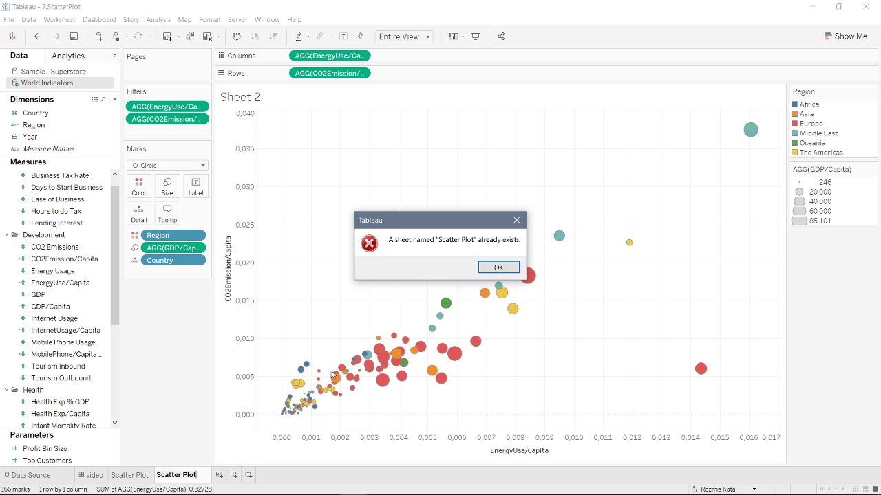 How To Create Scatter Plot In Tableau Youtube