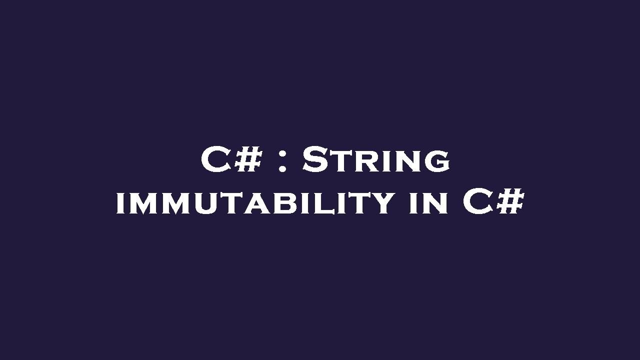 C String Immutability In C Youtube