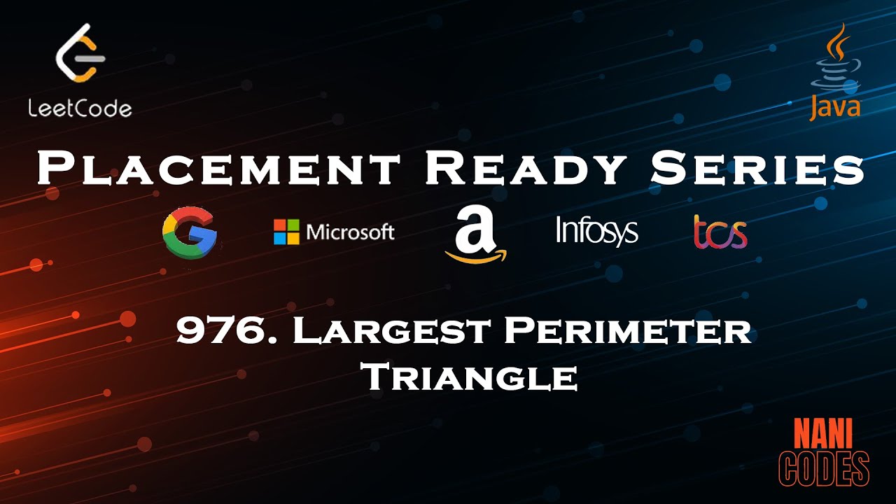 Largest Perimeter Triangle Leetcode 976 Java Dlc Youtube