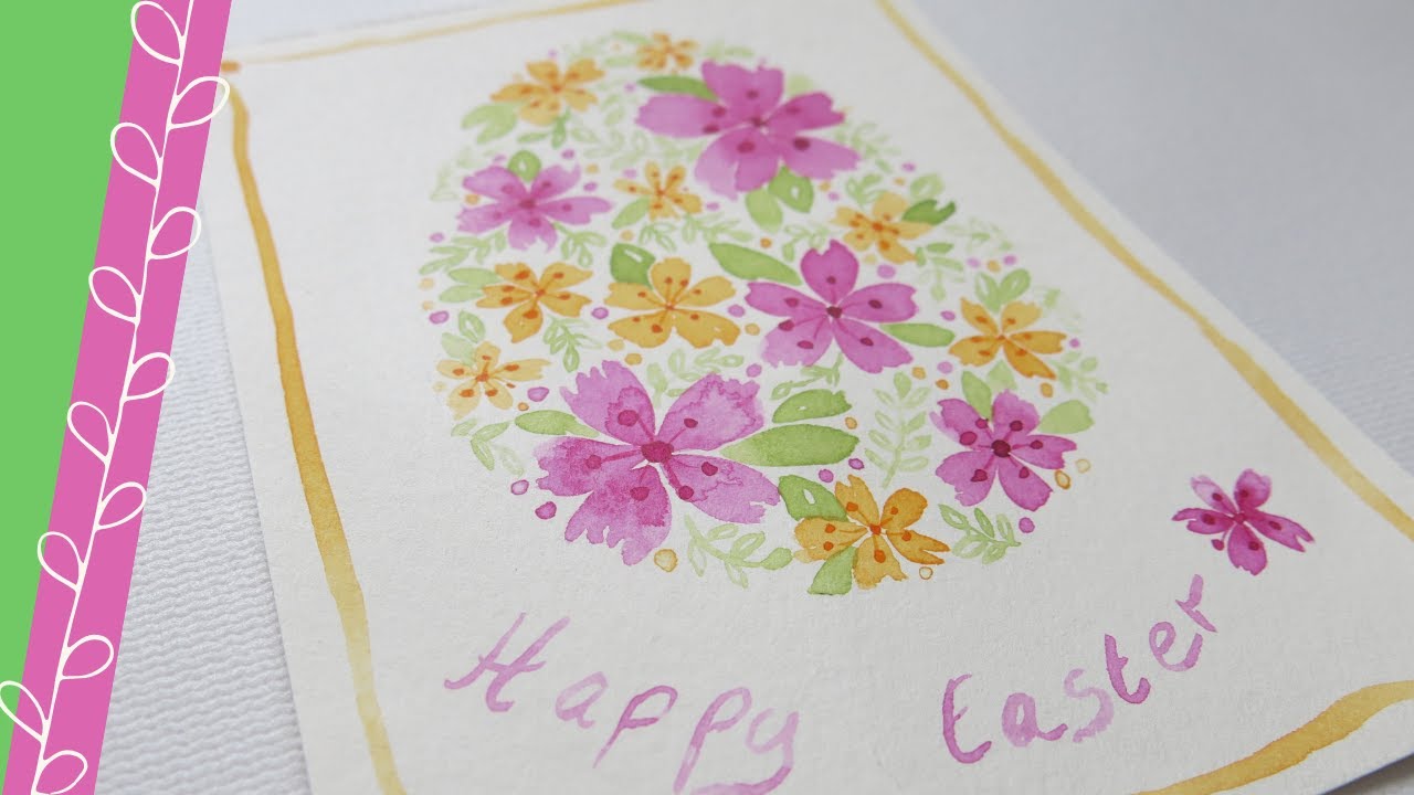 Easy Easter Egg Flower Card In Watercolor Youtube
