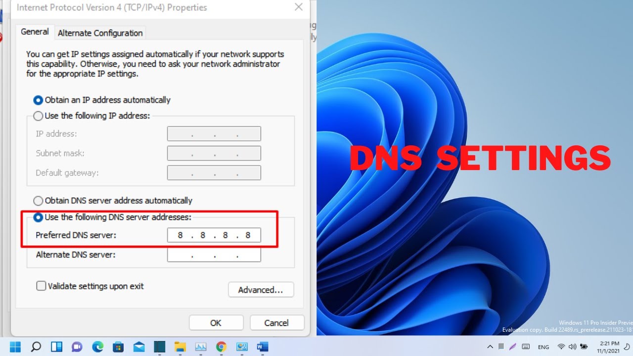 How To Change Dns Settings In Windows 11 Change Dns Server Youtube