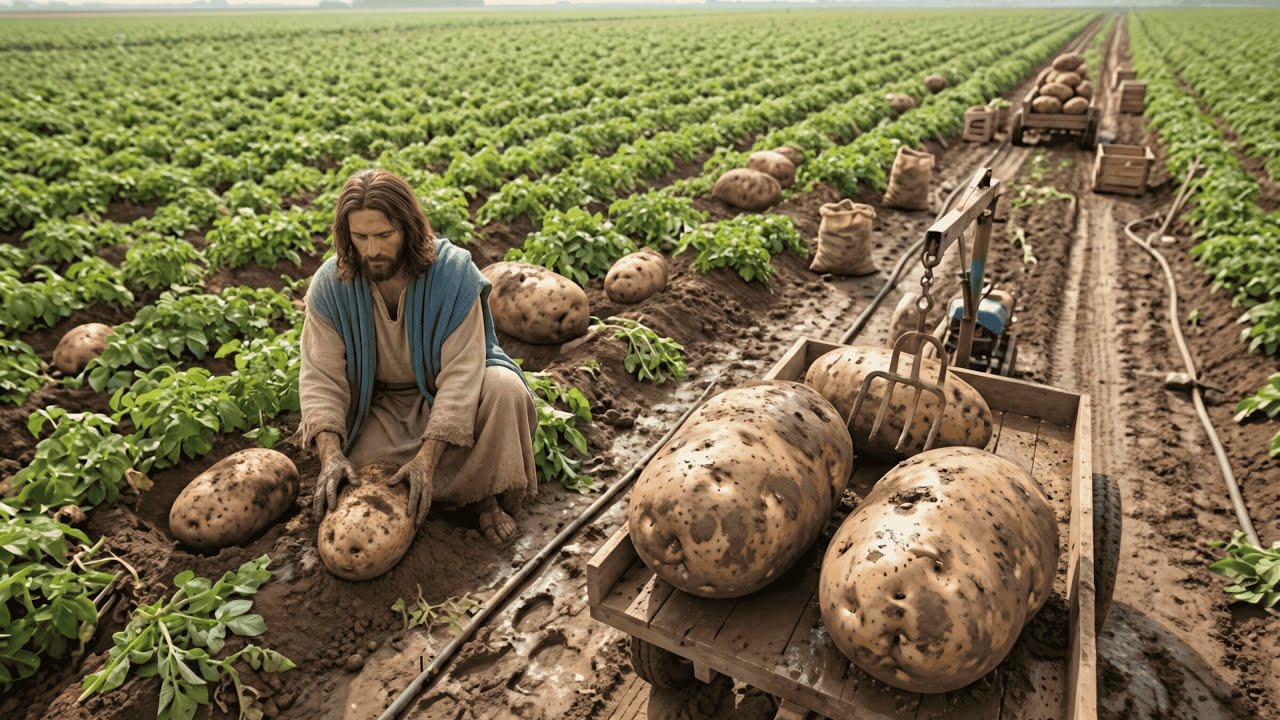 Jesus In The Garden Growing And Caring For Potatoes Ai Christian