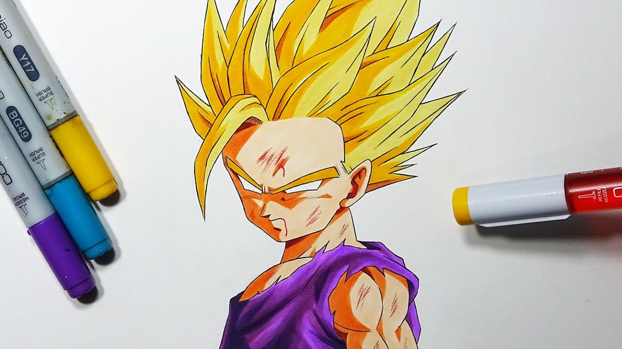 Tutorial How To Draw Gohan Super Saiyan 2 Step By Step Youtube