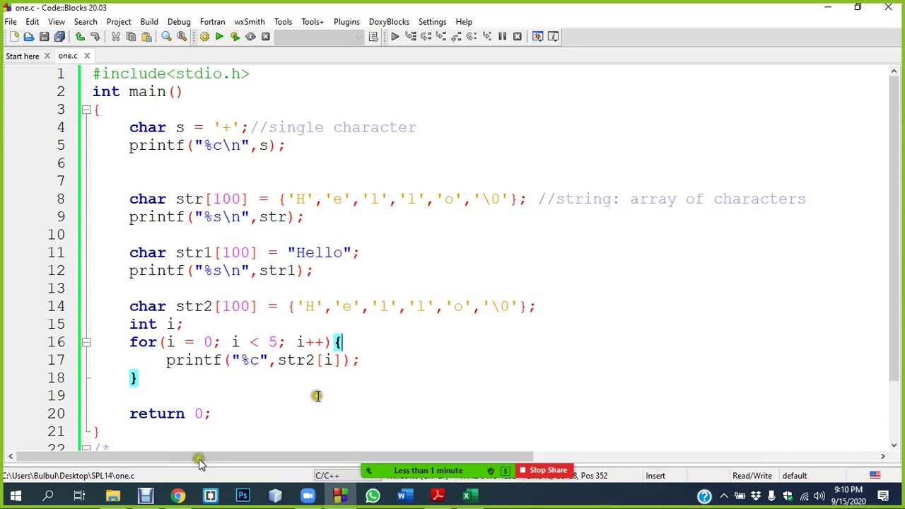 Lecture 14 String In C Programming Youtube