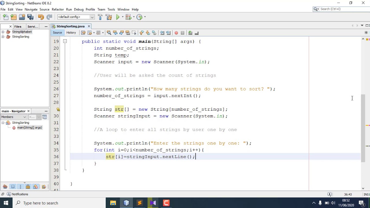 A Program To Sort Strings In Alphabetical Order Java Netbeans Youtube