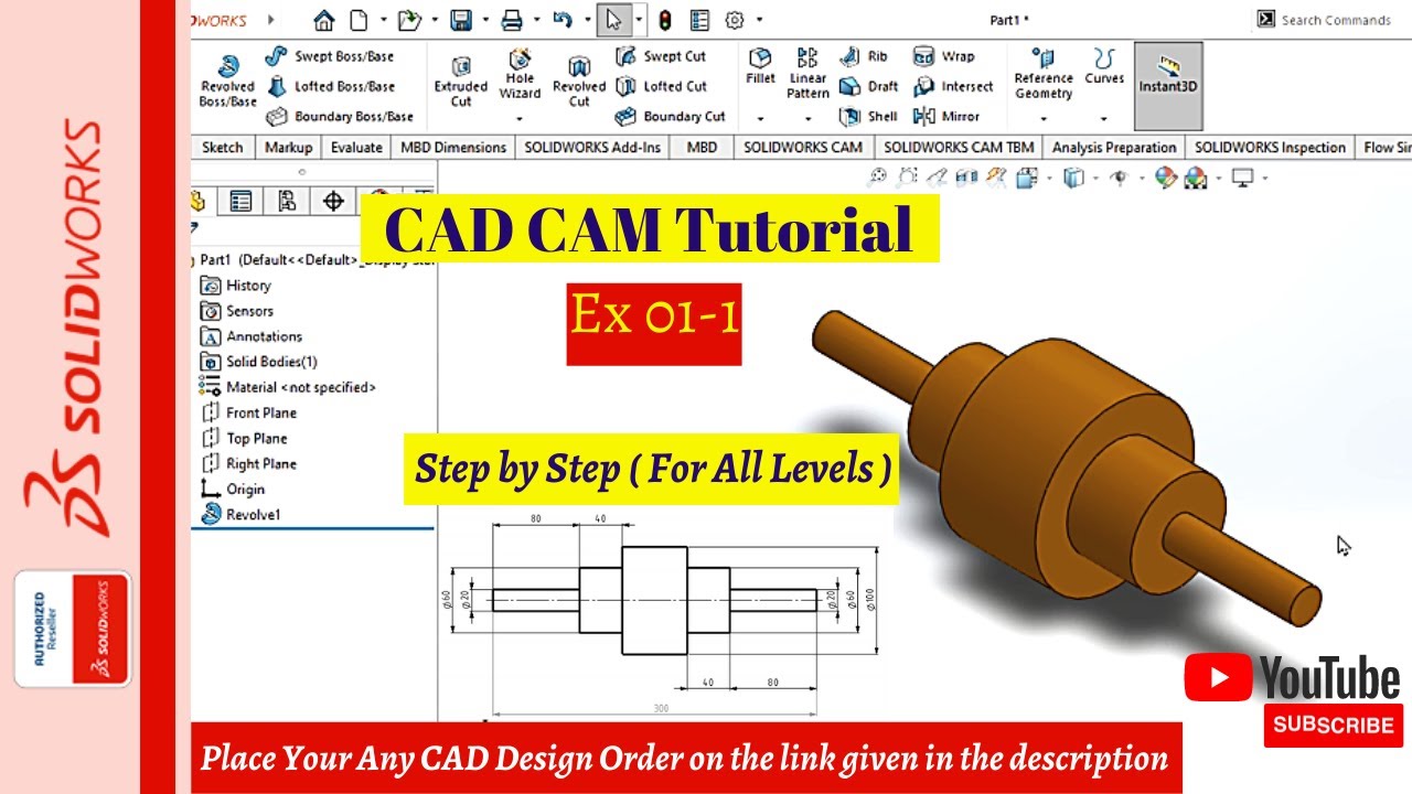 Solidworks Cad Cam Tutorial Exercise 01 Step By Step For All Levels