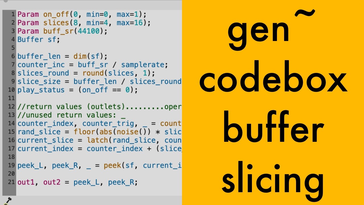Max Msp Tutorial 21 Gen Codebox Buffer Slicing Youtube