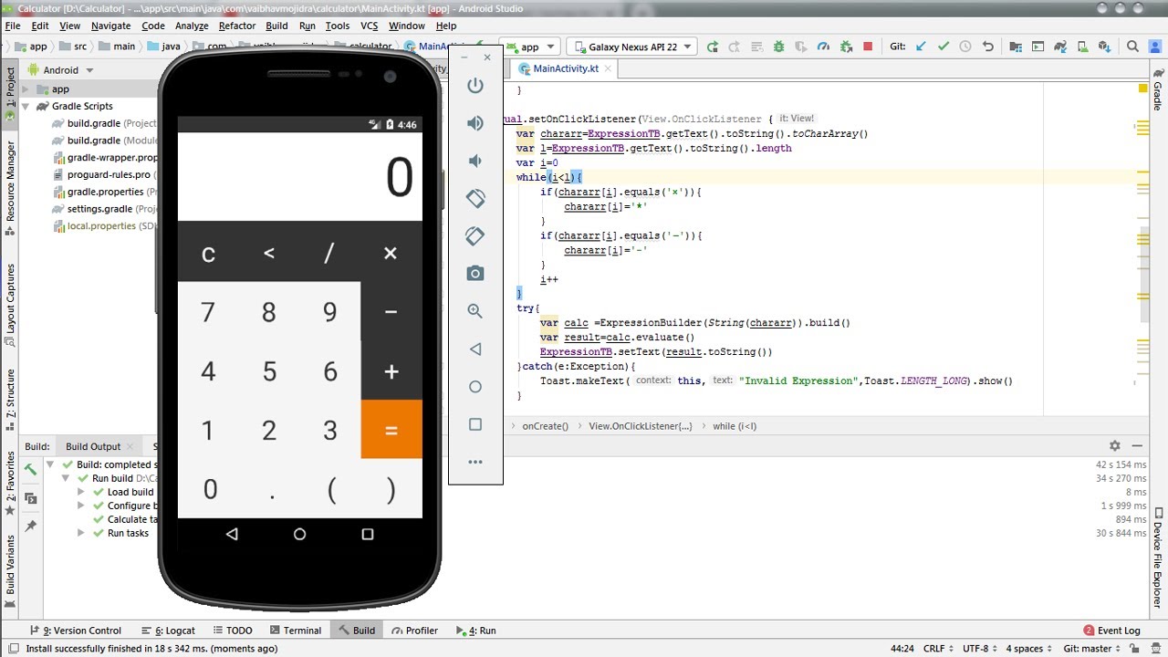 Android Based Calculator Using Kotlin With The Help Evaluate Function