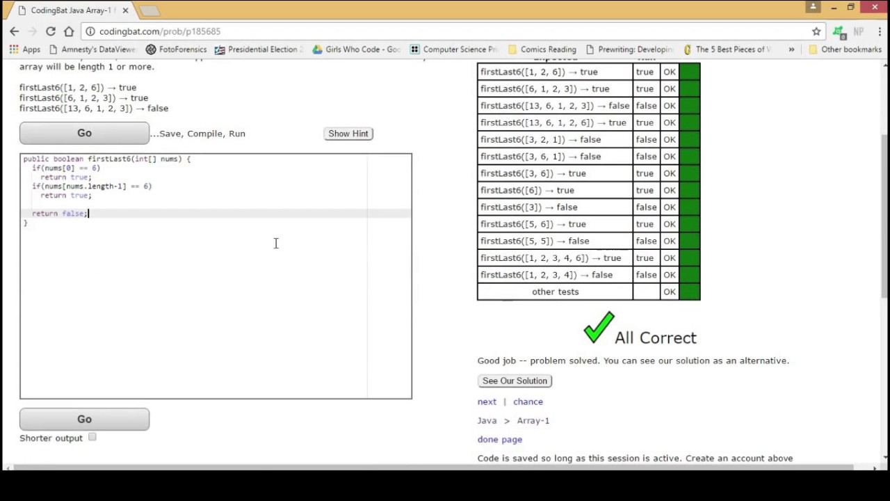Go To Codingbat Week Of 1 9 17 Youtube
