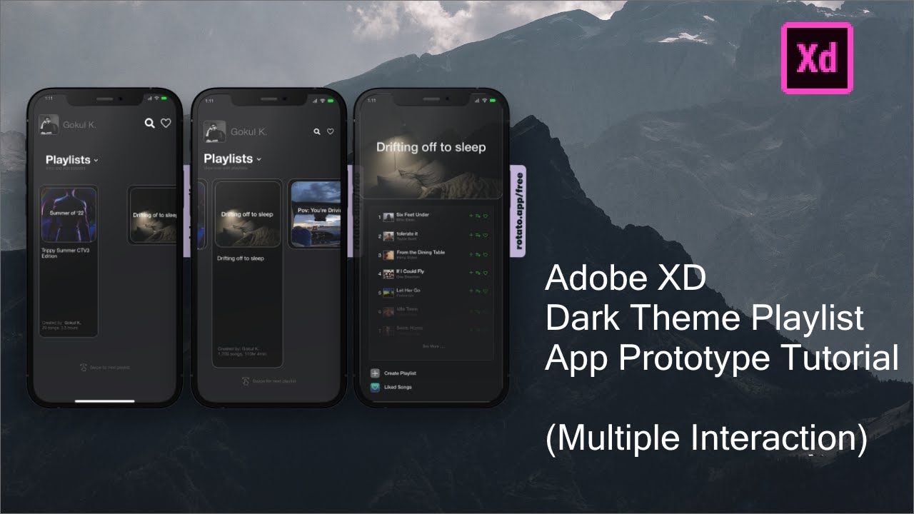 Adobe Xd Multiple Interactions Prototype Tutorial Dark Theme Playlist