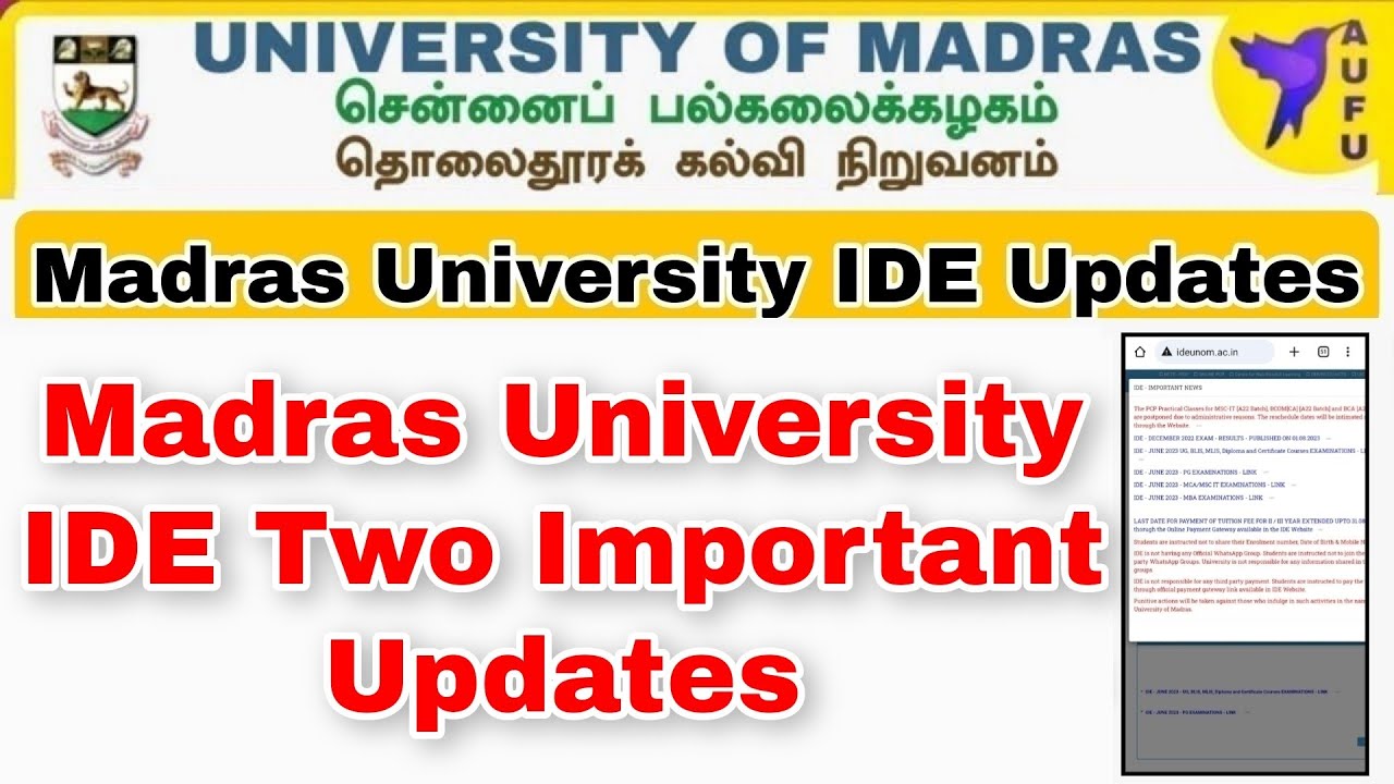 Madras University Ide Latest Updates Unom Ide Newsрџ ќ Youtube