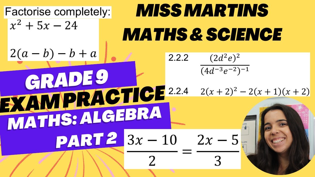 Grade 9 Algebra Exam Questions Part 2 Youtube