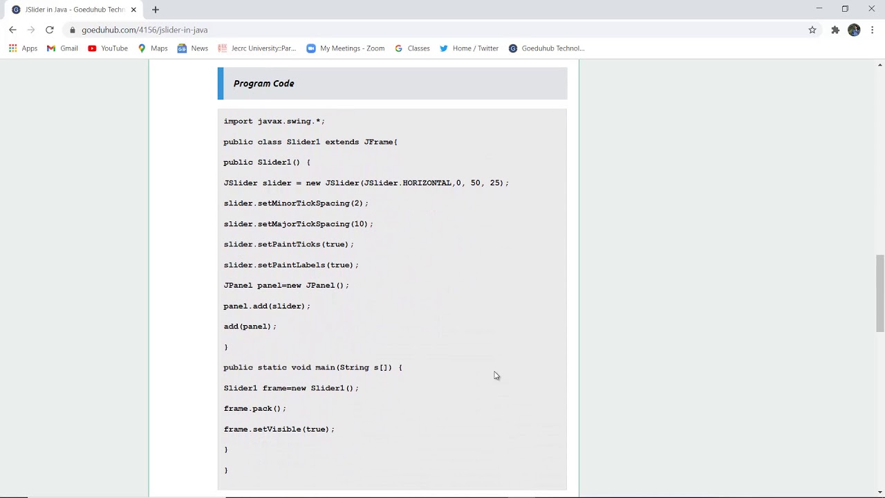 Java Swing Slider Example Jslider Class In Java Youtube