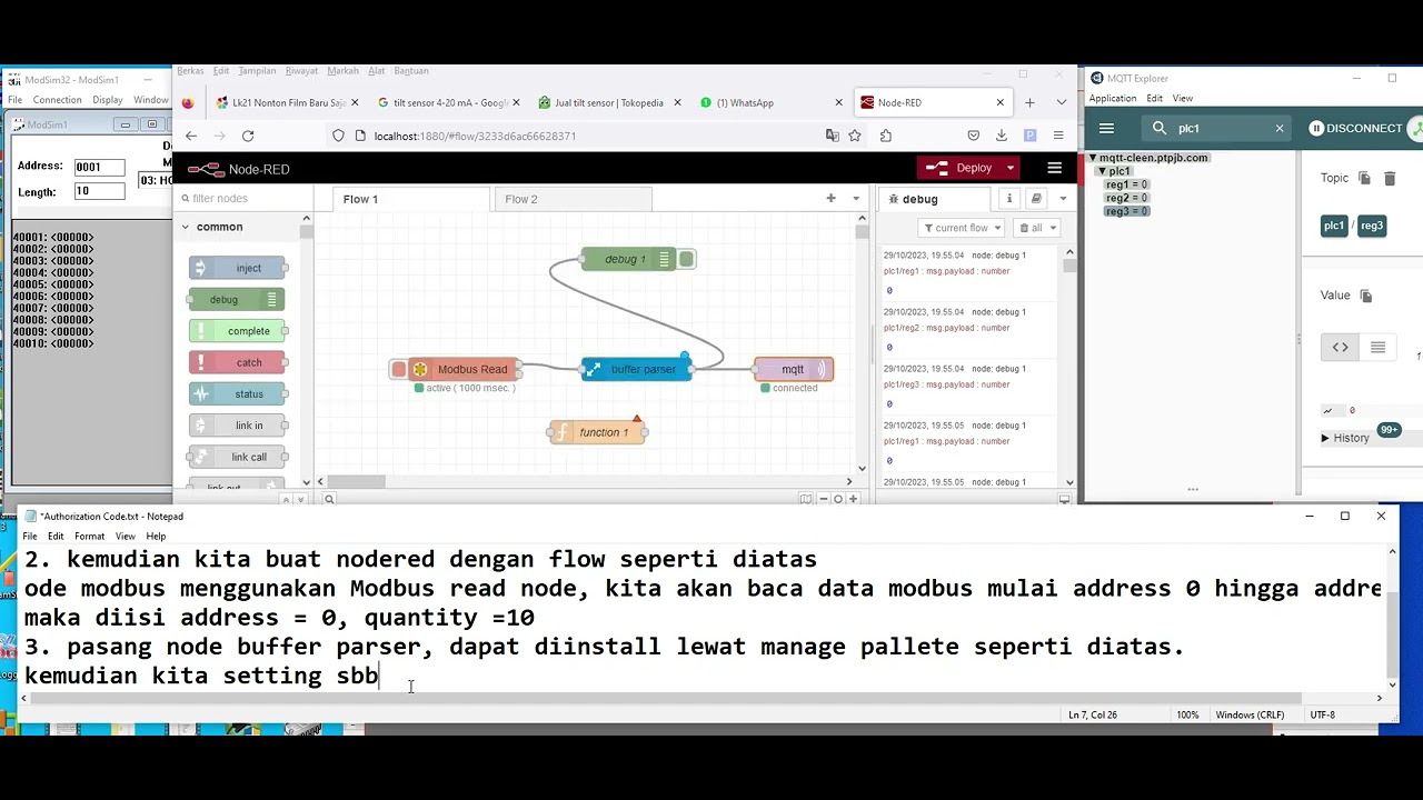 Modbus Tcp To Mqtt Using Nodered Buffer Parser Node Youtube