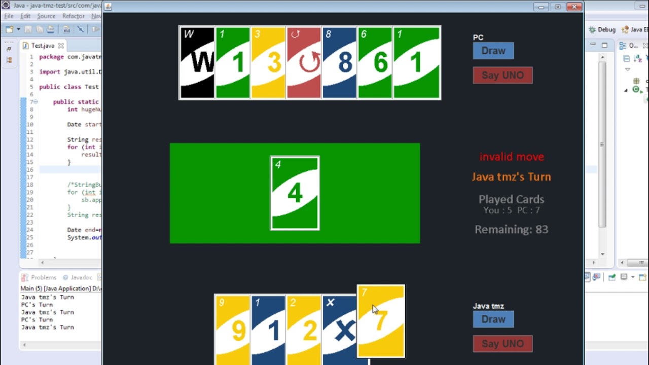 Card Game With Java Youtube
