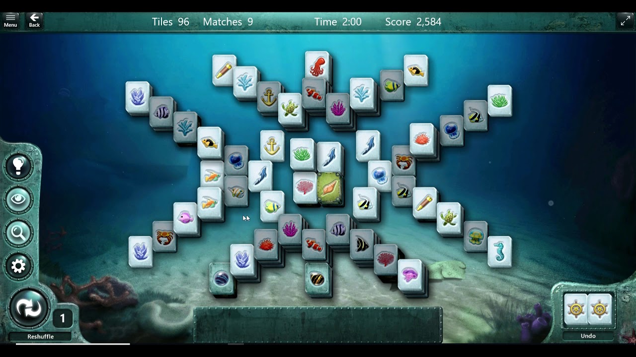 Angles Layout Mahjong Hard Level Underwater Microsoft Mahjong Youtube