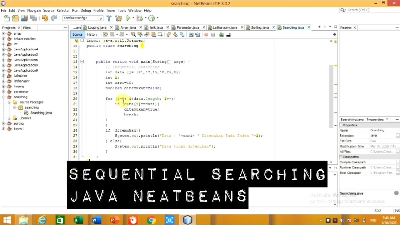 Tutorial Coding Searching Sequential Searching Java Neatbeans Youtube