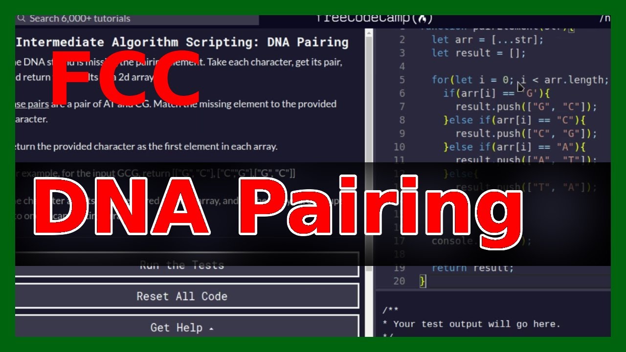 Dna Pairing Freecodecamp Challenge Youtube