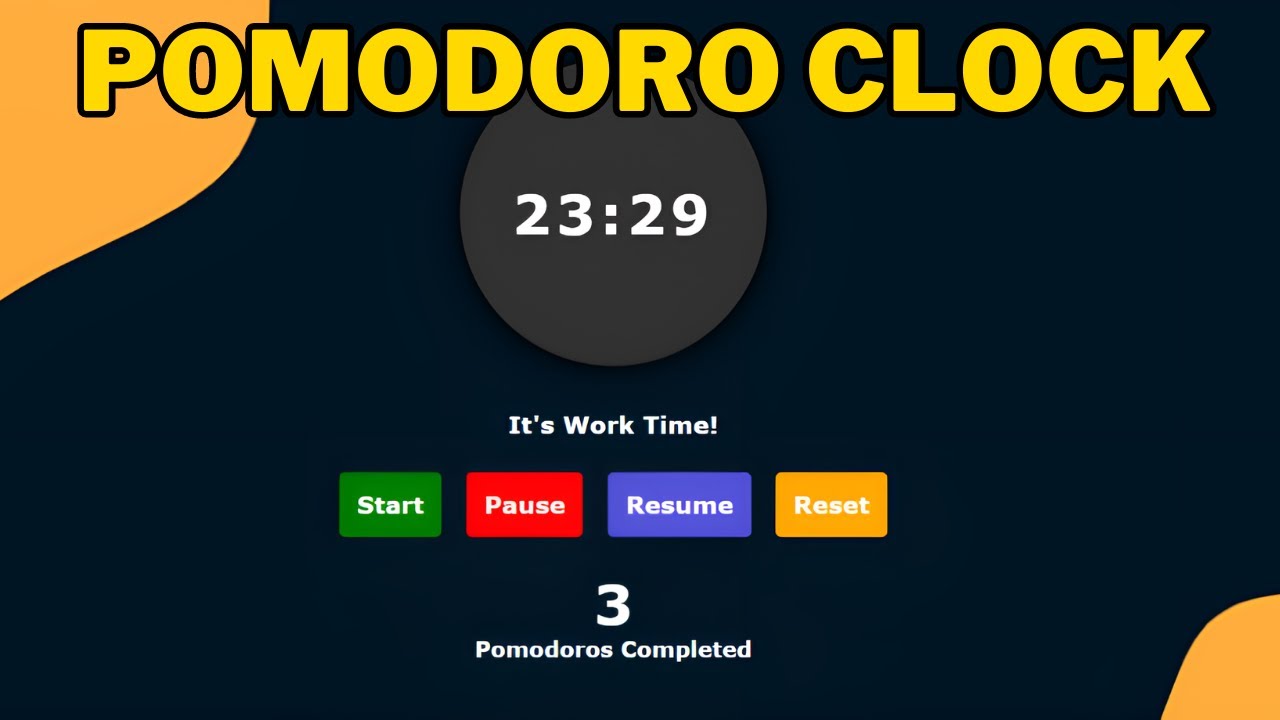 Build A Pomodoro Clock In Javascript Youtube