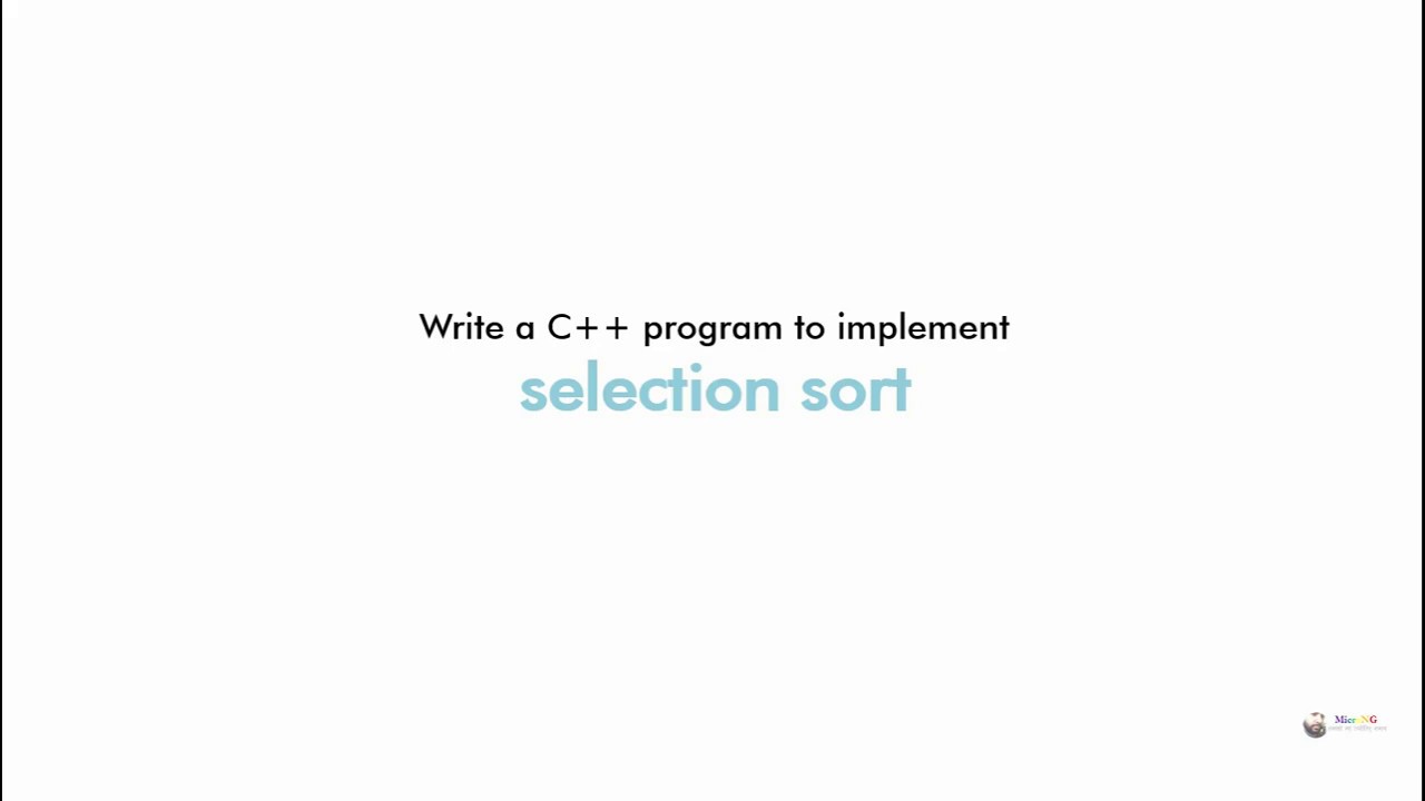 Selection Sort Program In C Youtube