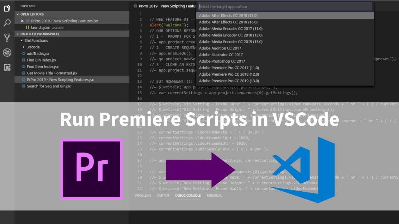 How To Run Premiere Scripts Through Visual Studio Code Youtube