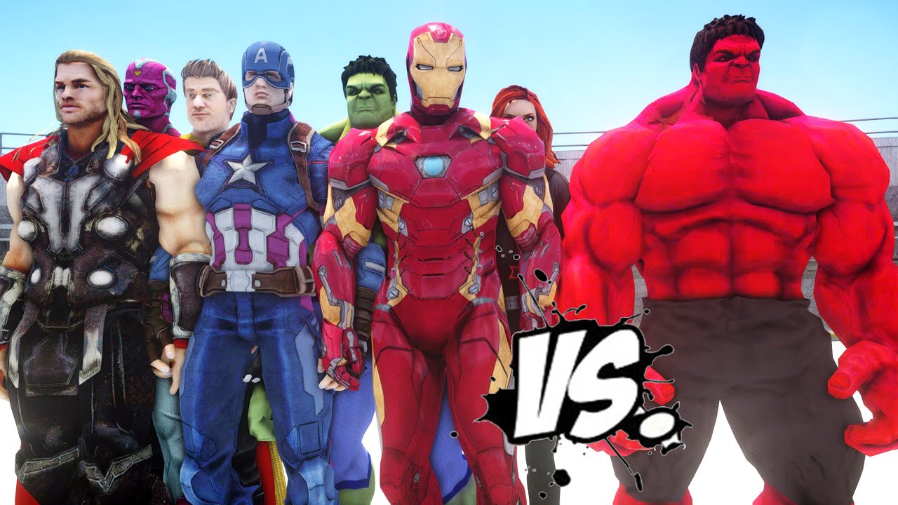 The Avengers Vs Red Hulk Epic Superheroes Battle Death Fight Youtube