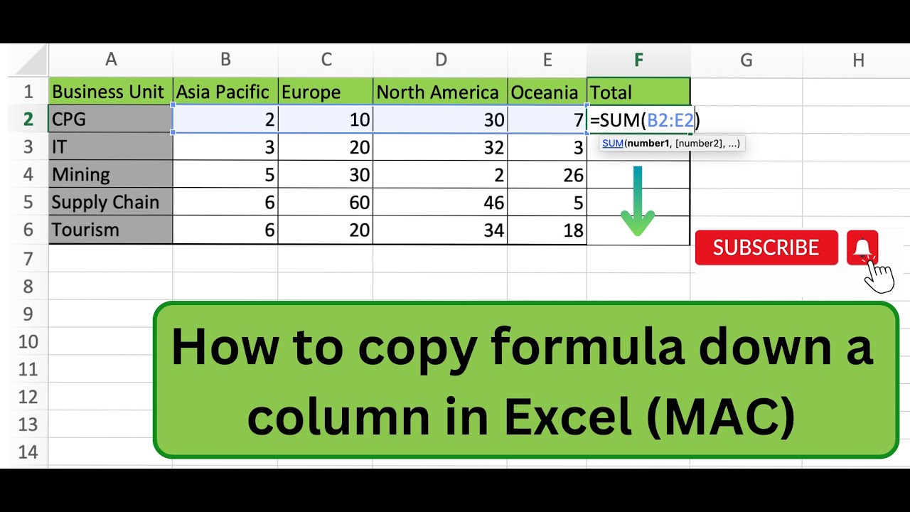 How To Copy Formula Down A Column In Excel Mac Youtube