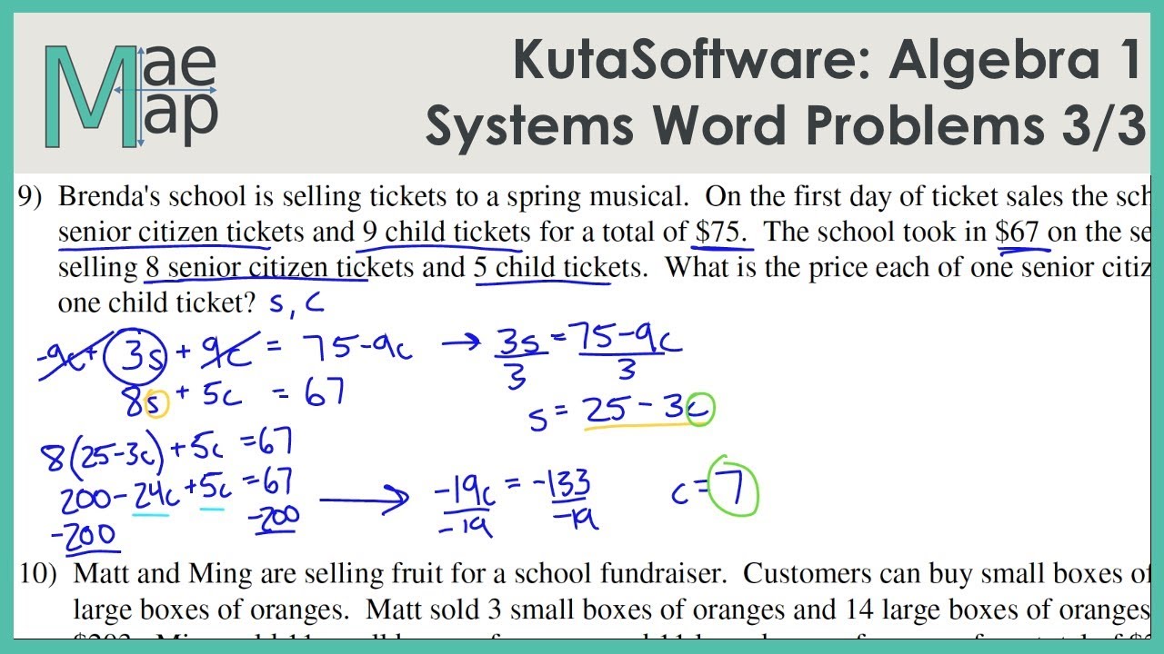 Algebra 22 Word Problems Worksheet E Streetlight