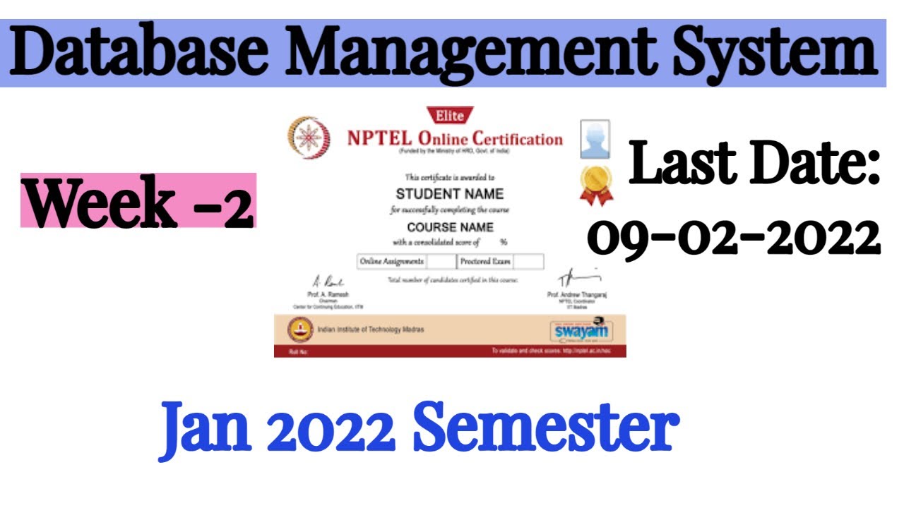 Nptel Database Management System Assignment 2 Answers Dbms Week 2