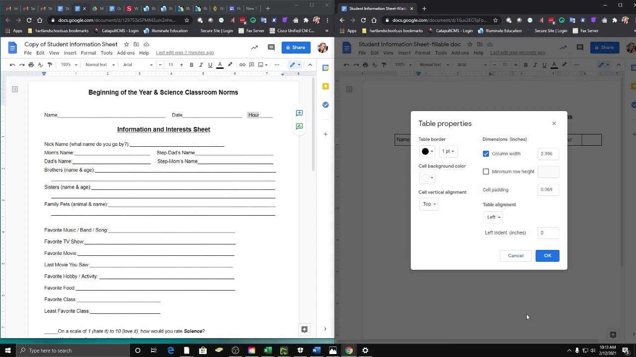 Creating A Fillable Form In Google Docs With Tables Youtube