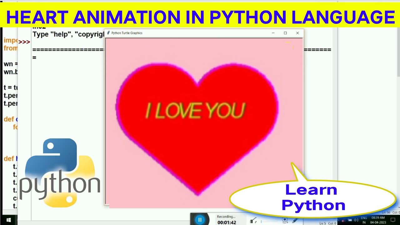 Heart Animation In Python Programming Heart Drawing In Python