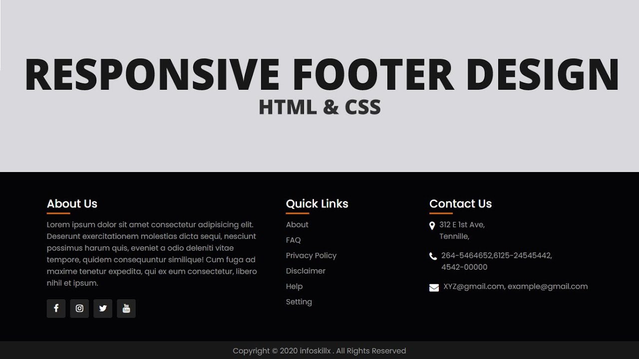 Responsive Footer Web Design Using Html Css Only Web Development