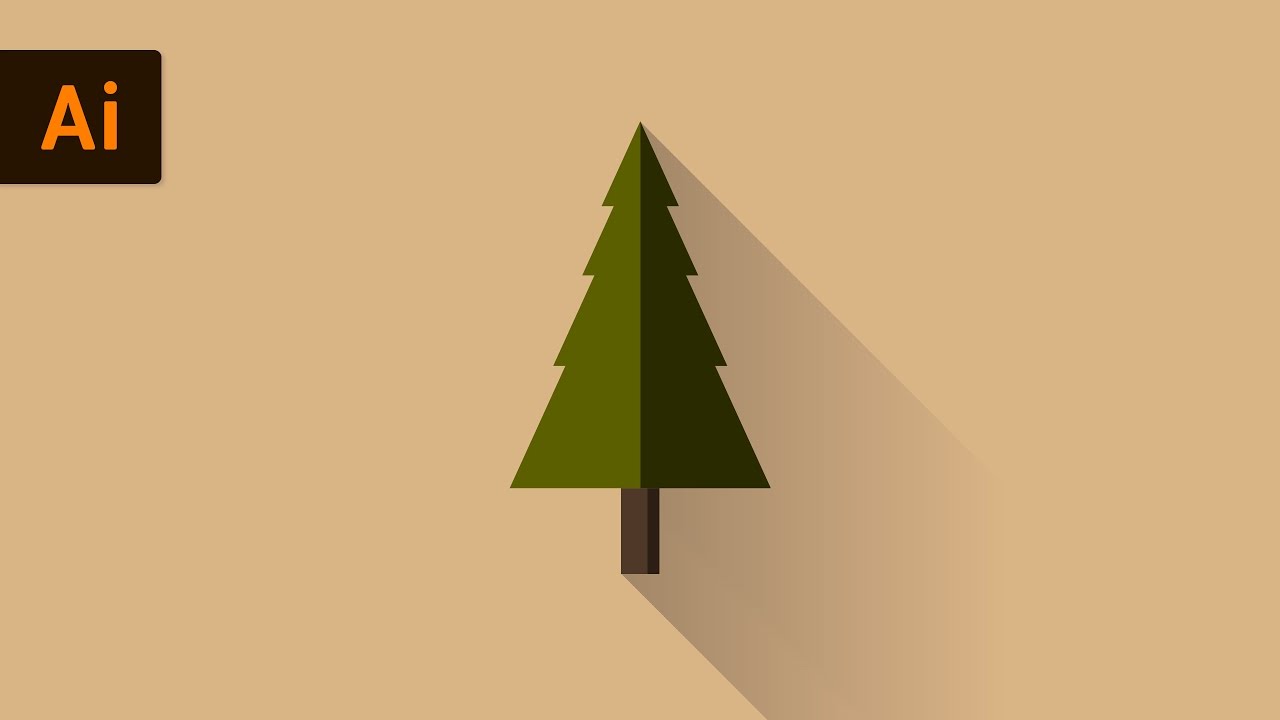Flat Design Vector Tree Illustrator Tutorial Youtube