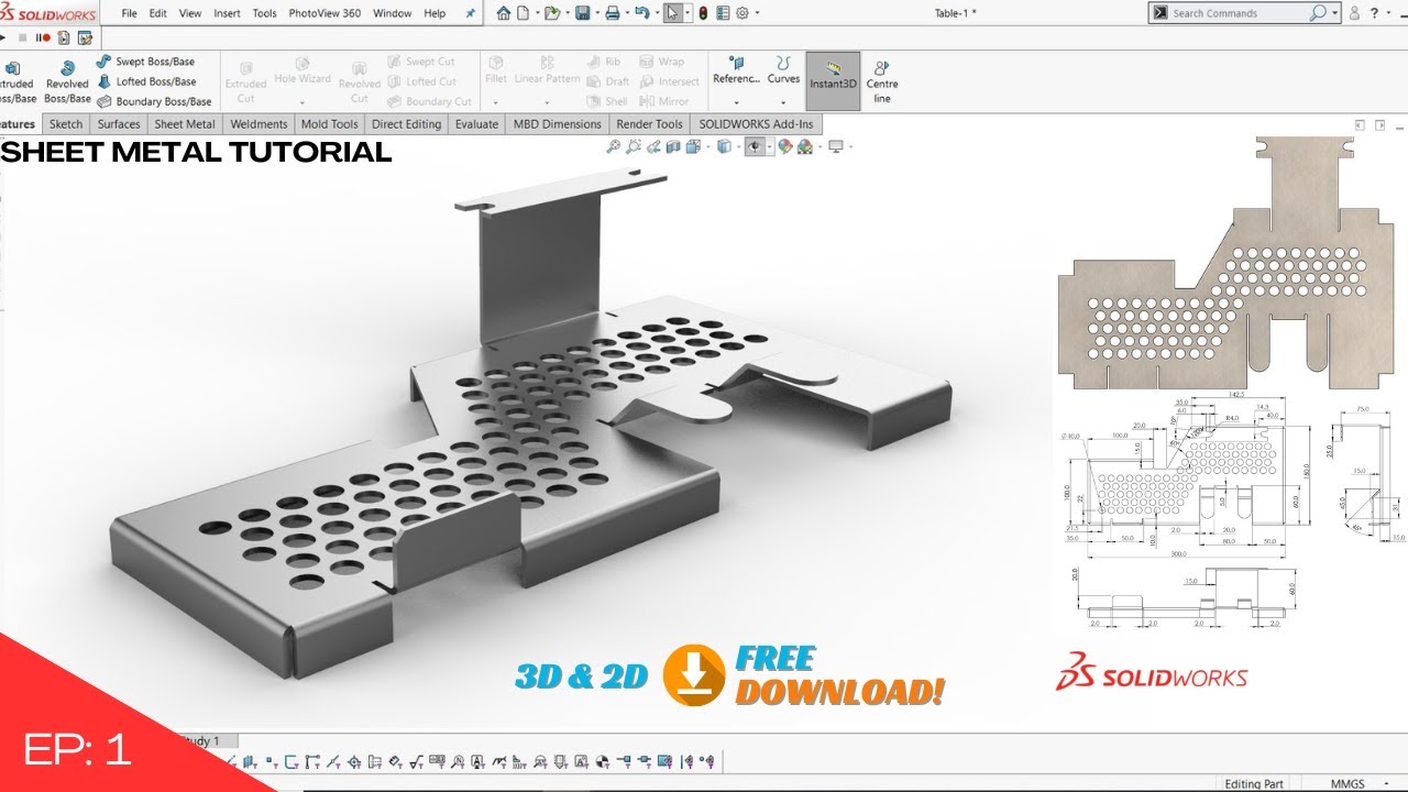 Solidworks Beginner Tutorials Sheet Metal Modelling Ep1 Youtube