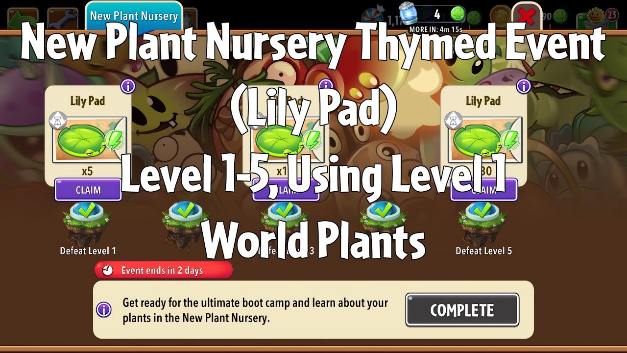 Pvz2 Npn Thymed Event Lily Pad Level 1 5 Using Level 1 World Plants