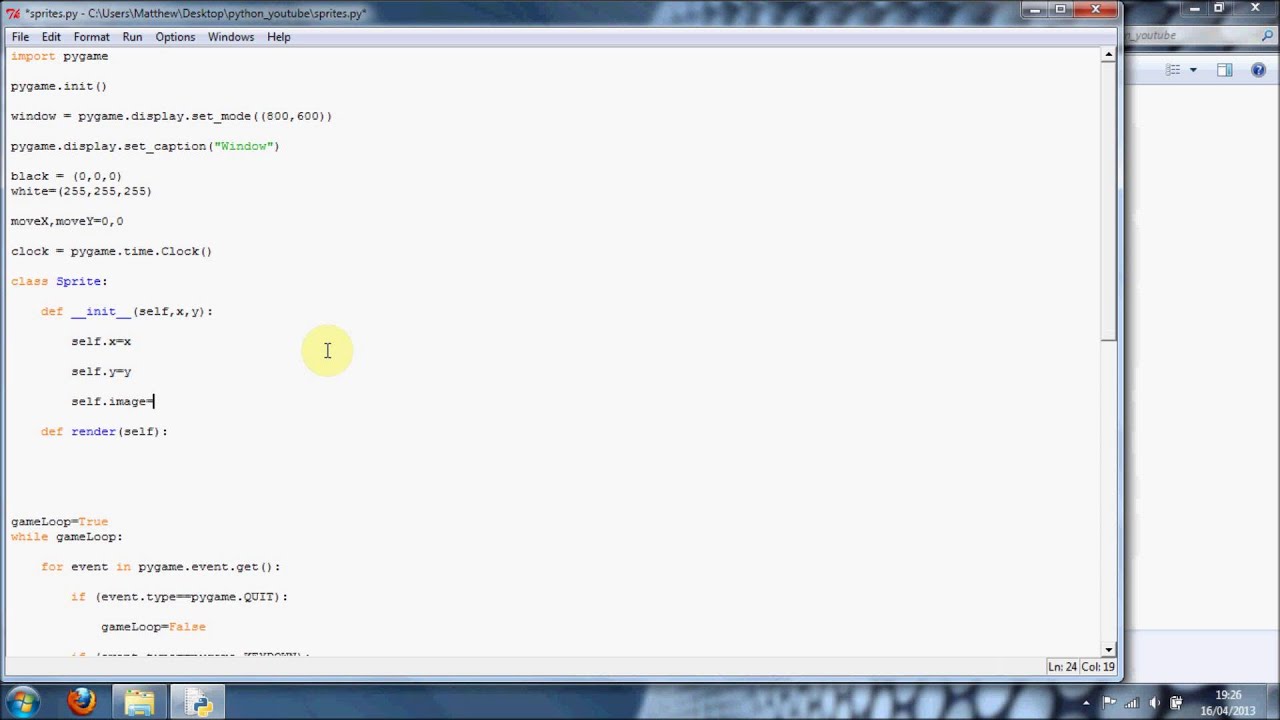 Python Pygame Tutorial 7 Sprite Class Part 1 2 Youtube