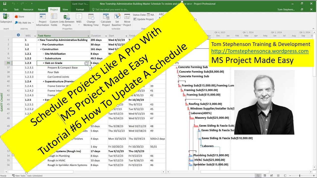 Ms Project Made Easy Tutorial 6 How To Update A Schedule Youtube