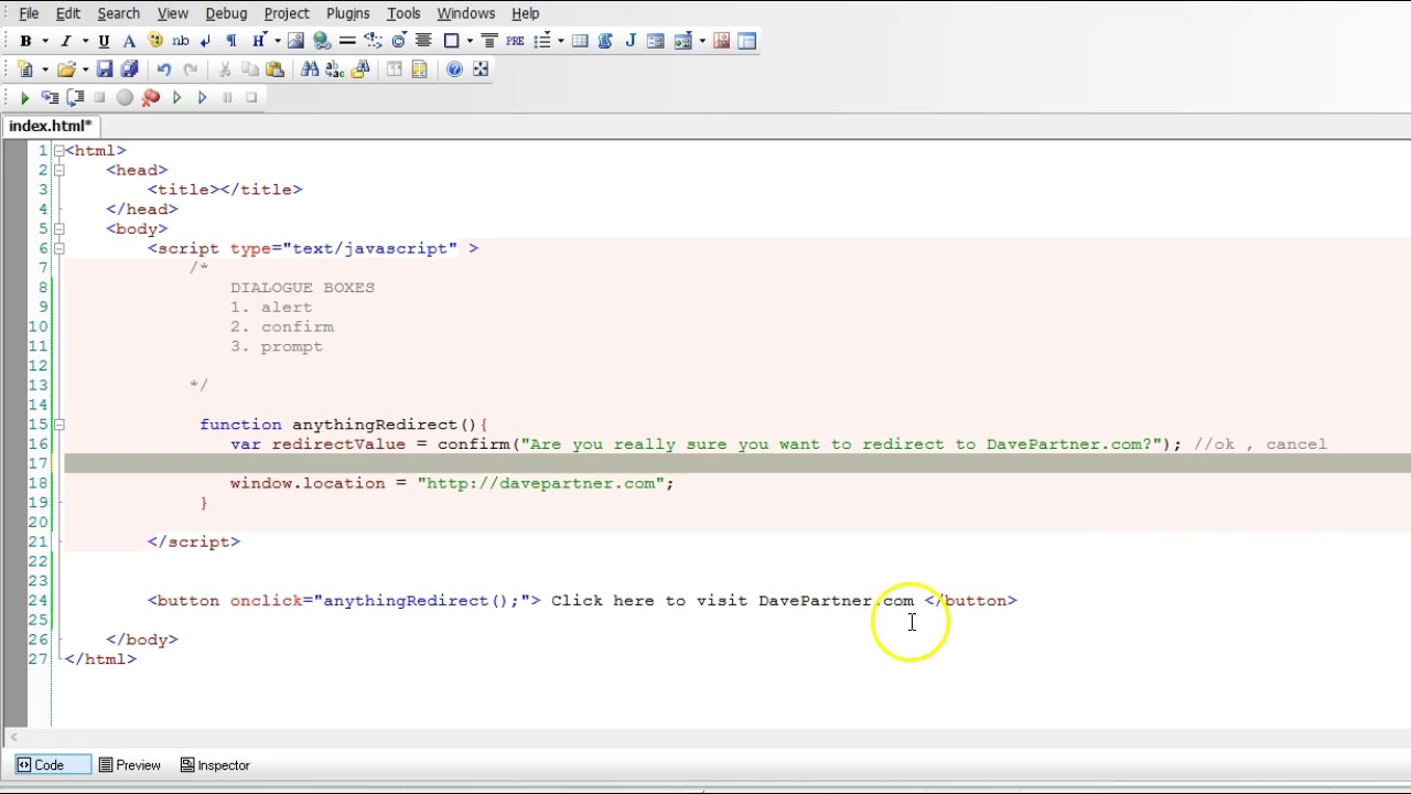 Javascript Tutorial 26 Dialogue Boxes Alert Confirm Youtube